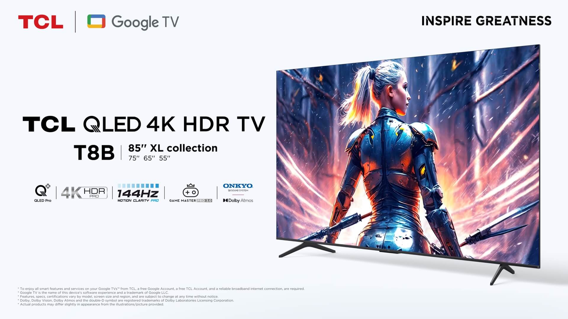 4K 144HZ QLED TV 85/75/65/55 inches - T8B - TCL România